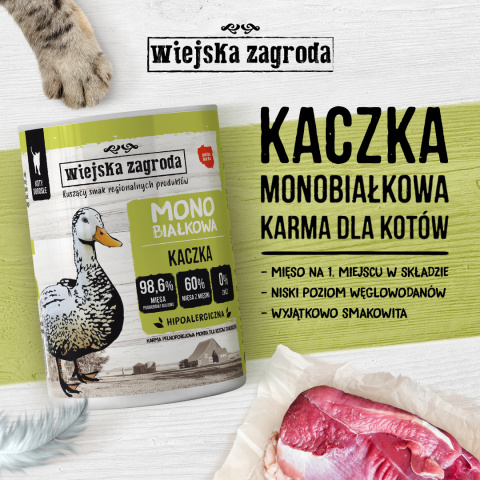 Wiejska Zagroda Monobiałkowa Kaczka dla kota 400g - Koci sklep ...